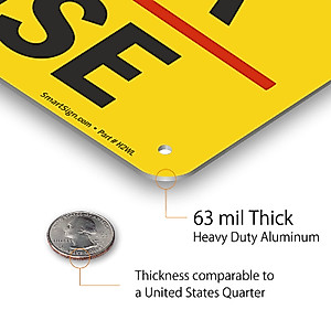 SmartSign 12 x 18 inch “Caution - Laser In Use” Sign with Pre-Cleared Holes, Digitally Printed, 55 mil HDPE Plastic, Black, Red and Yellow, Made in USA