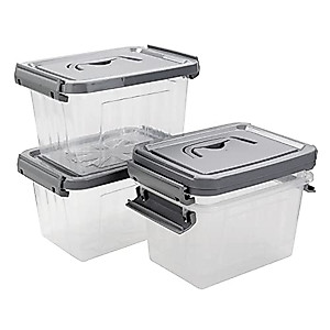 Ggbin 3.5 Quart Latch Storage Box, 4 Packs, Small Plastic Bin with Lid, F