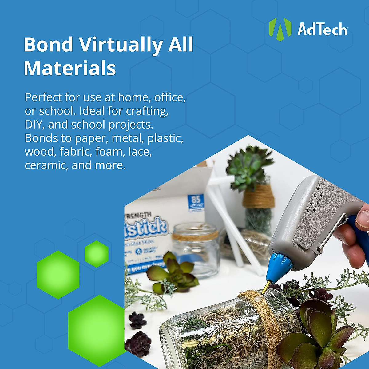 AdTech Premiere Hot Glue Sticks 10" Full Size, White, 85 Sticks