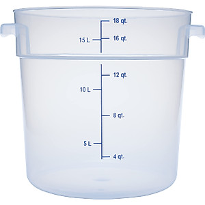Carlisle FoodService Products Storplus Round Food Storage Container with Stackable Design for Catering, Buffets, Restaurants, Polypropylene (Pp), 18 Quart, Clear, (Pack of 6)
