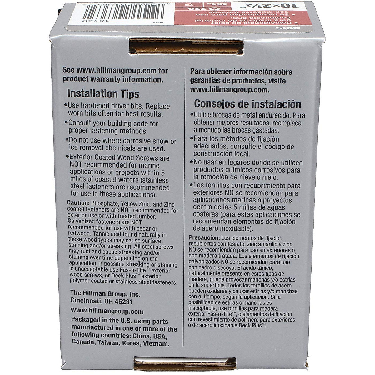 HILLMAN FASTENERS 48439 Deck Screws, Gray, 75 Piece