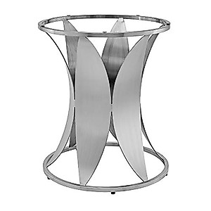 Armen Living Petal Modern Glass Round Pedestal Dining Table, Brushed Stainless Steel Finishing
