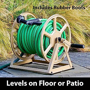 Liberty Garden 709 Steel Wall/Floor Mounted Hose Reel, Holds 200-Feet of 5/8-Inch Hose - Tan