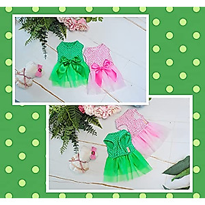 MSNFOASM 2Pack Pet Dog Tutu Skirt,Dog Tulle Spliced with Bow-Knot Dress for Small Girl Dogs Cats(Green&Pink 2XS)