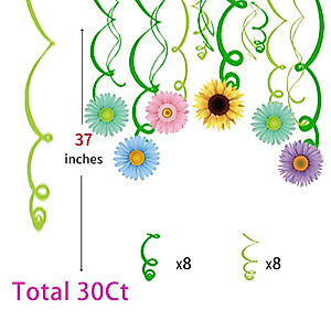 Anor Wishlife 30Ct Autume Summer Spring Sun Flower Hanging Swirl Decorations,Themed Birthday Party,Party Supplies,Ceiling Decorations for Girls,Boys,Kids, Bedroom,Classroom,Baby Shower