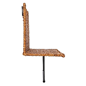 Creative Co-Op Rattan Wicker Wall Shelf with Scalloped Edge and Metal Rod, Natural