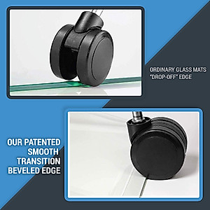 45” x 53” Glass Chair Mat with Exclusive Beveled Edge by Clearly Innovative, 1/4” Thick Clear Tempered Glass with Easy Roll Edges | Protect Your Home or Office Floor | Perfect for Hardwood or Carpet