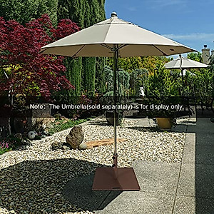 Tangkula 50 LBS Patio Umbrella Stand, Heavy Duty Umbrella Stand w/Wheels & Handle, Fits for 1.6’’-1.9’’ Umbrella Pole, Outdoor Square Umbrella Base for Deck, Pool, Garden, Backyard (Bronze)