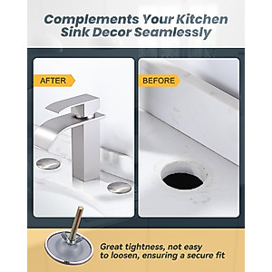 ALEASHA Kitchen Sink Hole Cover, Faucet Hole Cover for Kitchen Sink, Tap Hole Plate Stopper Cover Blanking Brass Metal Plug, Brushed Nickel