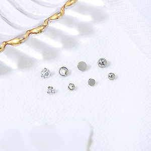 ZS 9PCS Opal 16G Dermal Anchor Tops 3mm 4mm, 14G Surgical Steel Internally Threaded Base Microdermal Piercing Jewelry for Women Men (B:4mm)