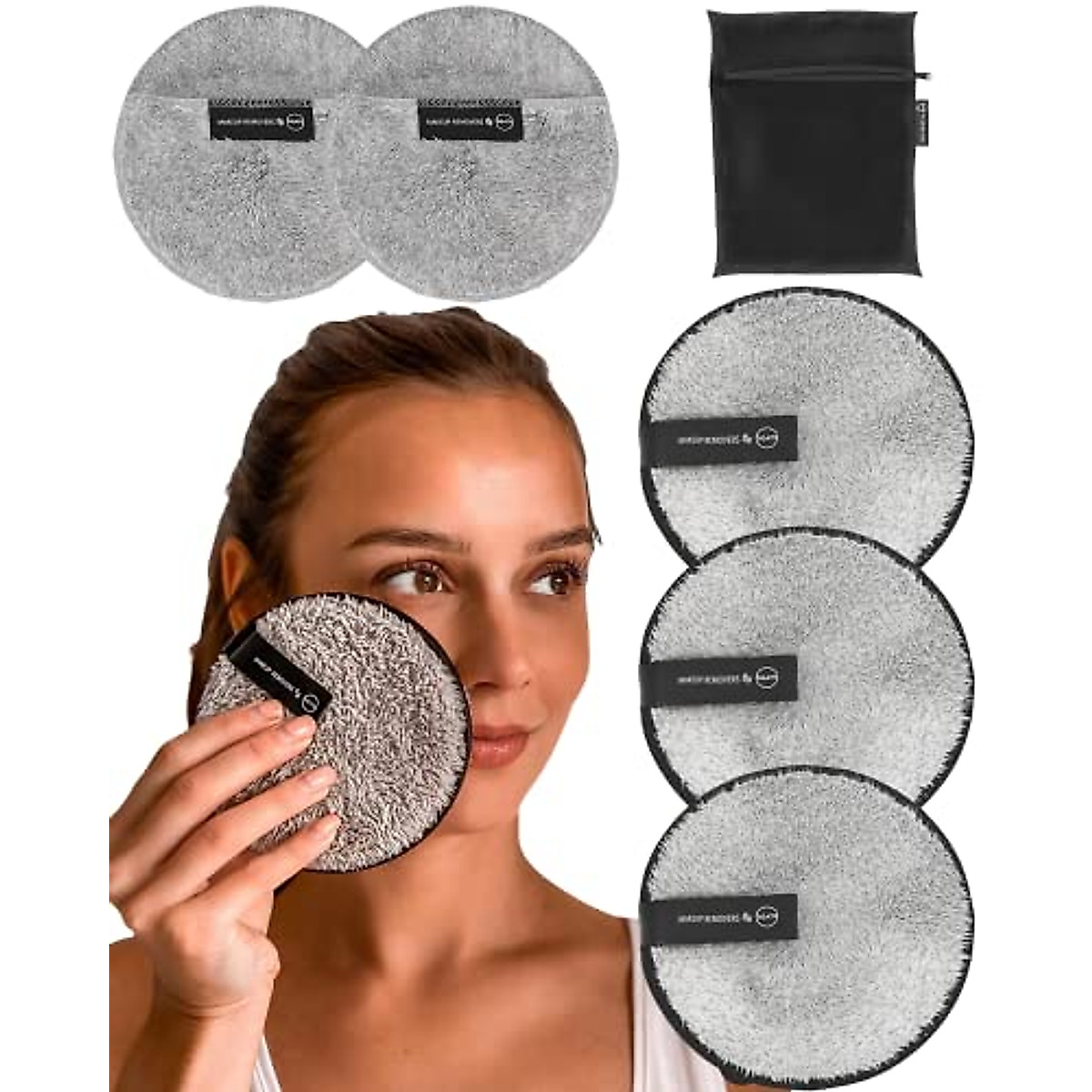 Ogato Reusable Makeup Remover Pads -6pc Reusable Makeup Remover Cloths - Reusable Face Pads, Makeup Eraser for All Skin Types - Washable Microfiber Makeup Remover Face Cloths - With Free Laundry Bag