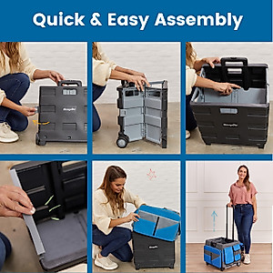 ECR4Kids - ELR-0550B-BL MemoryStor Universal Rolling Cart and Organizer Bag Set, Blue