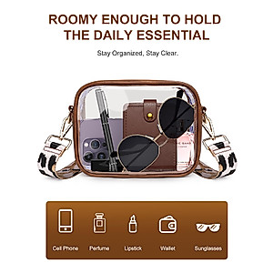 Vangue Upgrade TPU Clear Purse for Women Stadium Approved, Clear Crossbody Bag with Adjutable Strap, Transparent Leather Bag for Sports Concerts Events Festivals