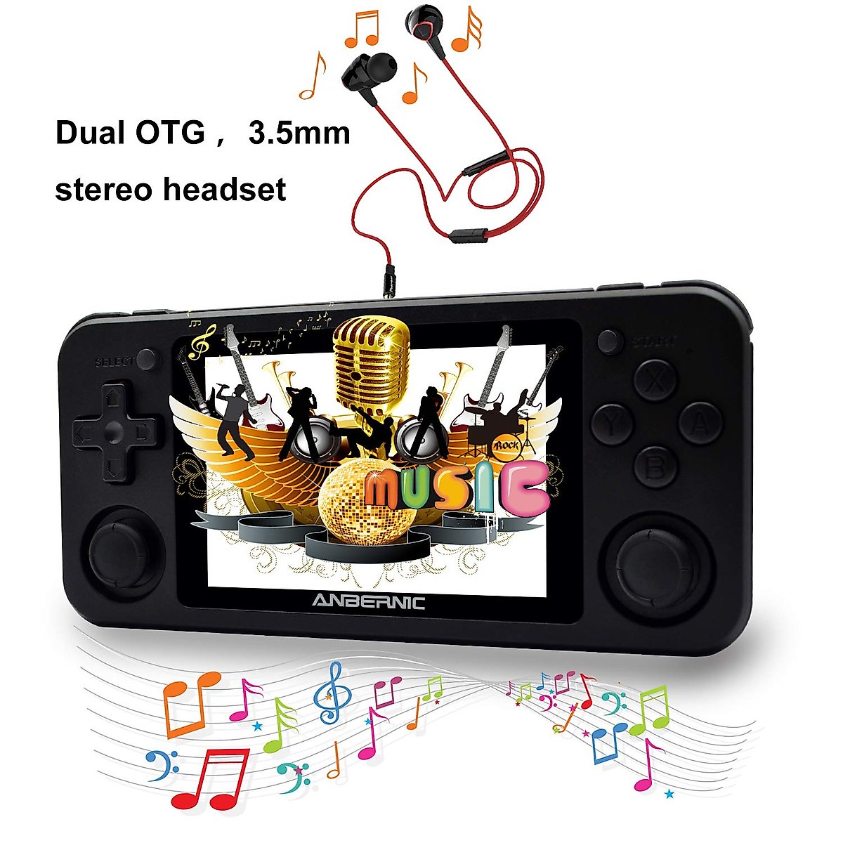 Voacle RG351P Handheld Game Console, Retro Game Console Open Linux Tony System RK3326 Chip 64G TF Card 2500 Classic Games 3.5 Inch IPS Screen (Black)
