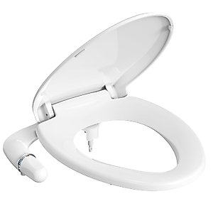 Bidet Toilet Seat, Elongated Non-Electric Bidet Attachment for Toilet with Self-Cleaning Nozzles, Slow Close Toilet Seat,Quick-Release Easy DIY Installation, Feminine Cleaning | 19" White