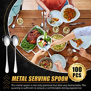 Nuogo 100 Pieces Soup Spoons Set Stainless Steel Spoons Silverware Dessert Spoon Bulk Metal Dinner Spoons Mirror Polished Tablespoon for Home Restaurant Kitchen Dishwasher Safe