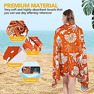DECOMEN Beach Towel, Microfiber Beach Towels, Oversized Lightweight Quick Dry (73" x 35") Sand Proof, Absorbent, Compact, Beach Blanket, Lightweight Towel for The Swimming, Sports, Beach-Red Sea Snail
