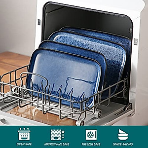 vancasso Stern Serving Platters Set of 3, 15/13/ 11 Inches Rectangular Serving Plates, Blue Serving Trays for Entertaining, Party