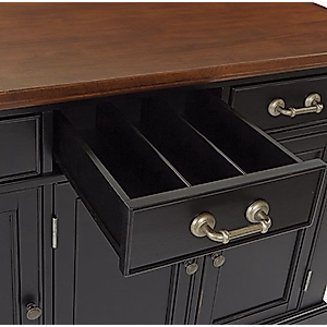 OSP Home Furnishings Country Kitchen Island, Distressed Black