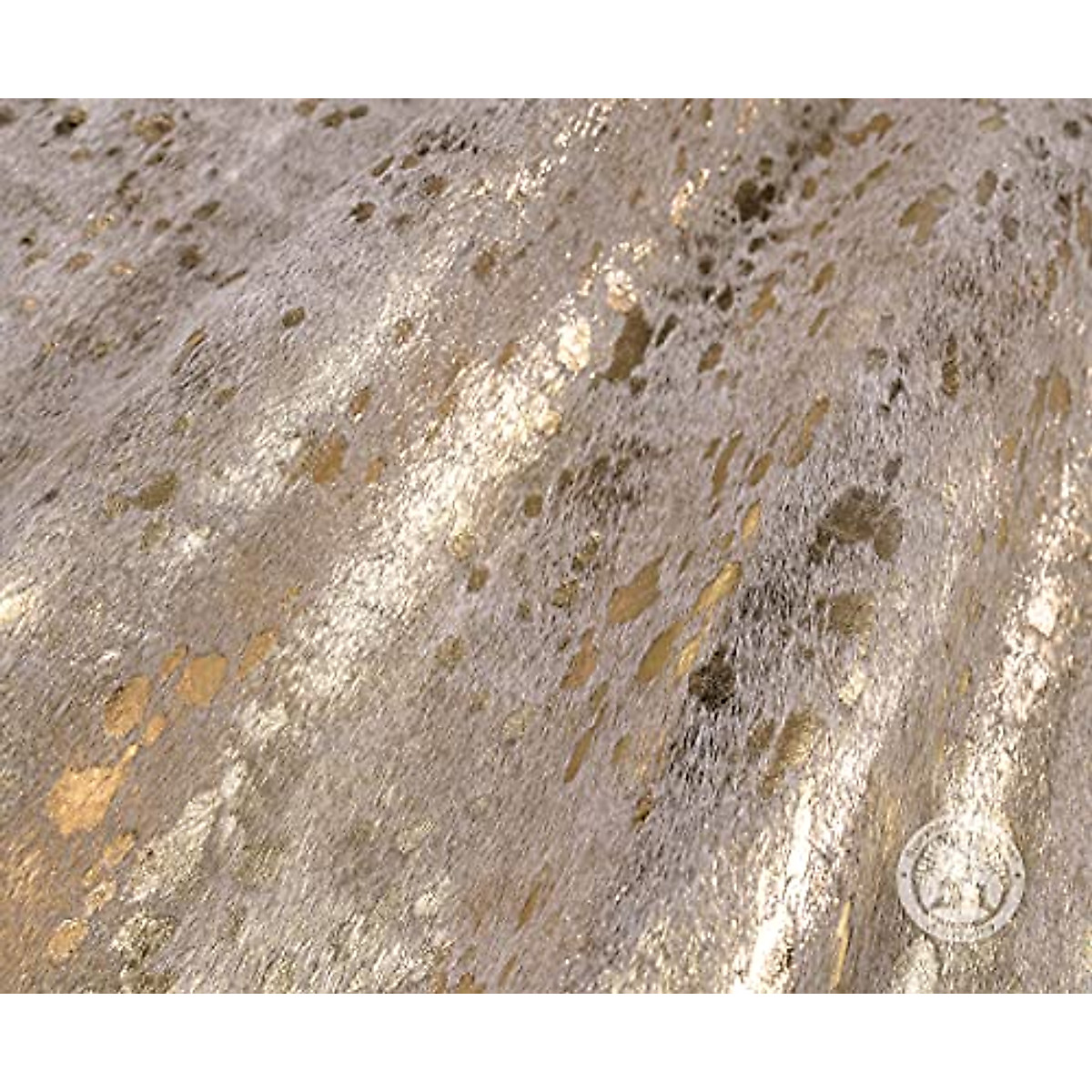 Genuine Metallic Gold on Off White Cowhide Rug 6 x 8 ft. 180 x 240 cm