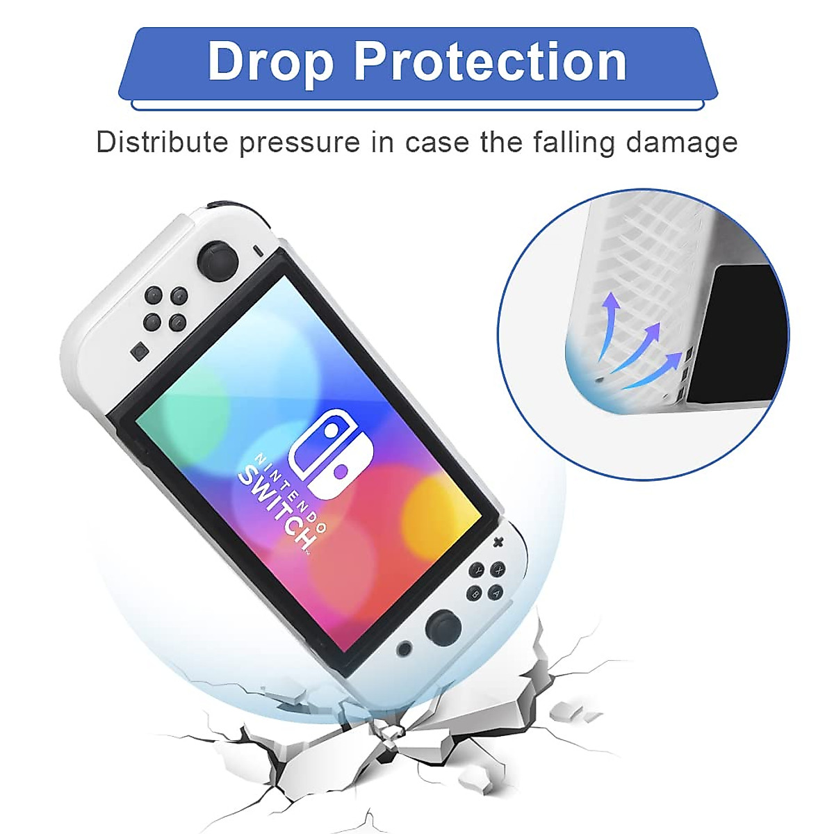 findway Switch OLED Case Compatible with Switch Cover Case Accessories Soft TPU Crystal Clear Transparent Shock Absorption Technology Bumper Protective for Switch OLED Model