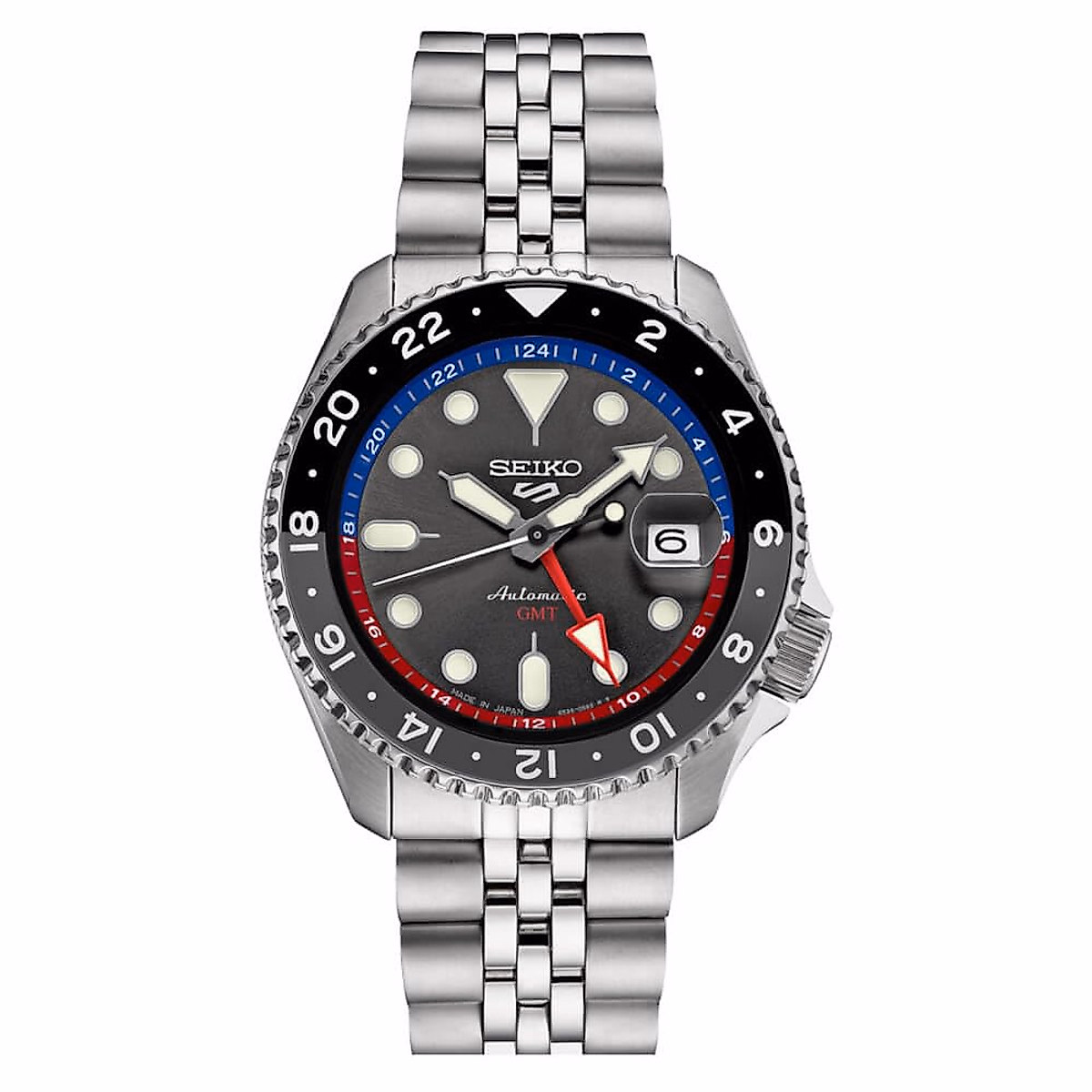 SEIKO SSK019J1,Men Sports,GMT,Mechanical,Automatic,Stainless,Silver Tone,WR,SSK019