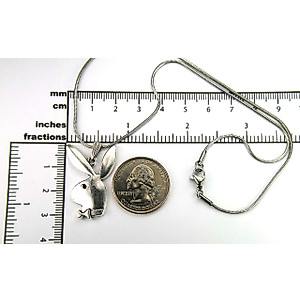 Playboy Bunny Necklace, 18" (45cm) Snake Chain, Pure 304 Stainless No-Tarnish Chain with Antiqued Silver Zinc Alloy Playboi Pendant