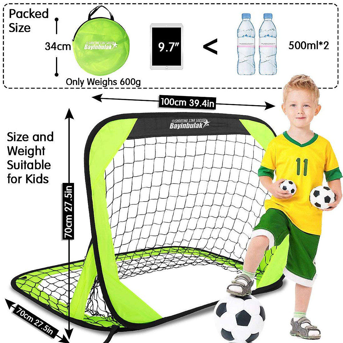 BAYINBULAK Pop Up Soccer Goal Portable Soccer Net for Backyard Training, 1 Pack