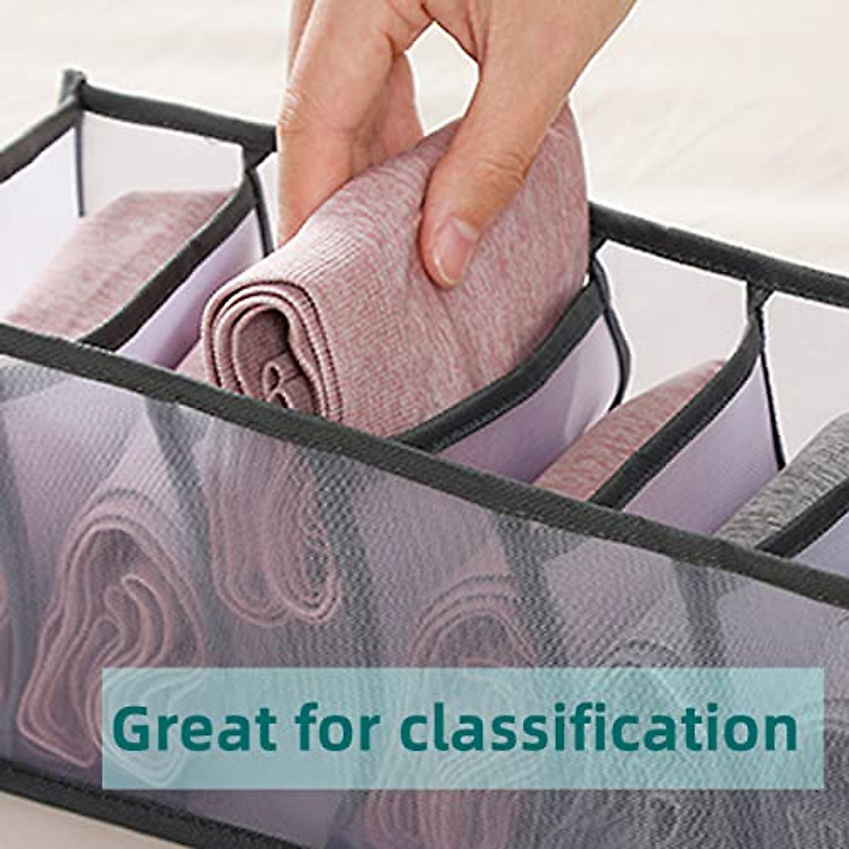 IrbingNii Clothes Organizer for Wardrobe Closet Jeans Pants Organizer Foldable Drawer Clothes Compartment Storage Box(Grey)