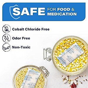 3/5/10/20/50 Gram Silica Gel Packets, 100Packs Total, Rechargeable Desiccant Packets with Orange Color Indicating, Food Safe Silica Gel for Moisture Absorbing