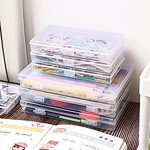 Kingrol 12 Pack Clear Plastic Storage Containers with Lids, 8 x 5 x 1.75 Inch Empty Hinged Boxes, Stackable Organizer Boxes for Home, Office, Craft Supplies