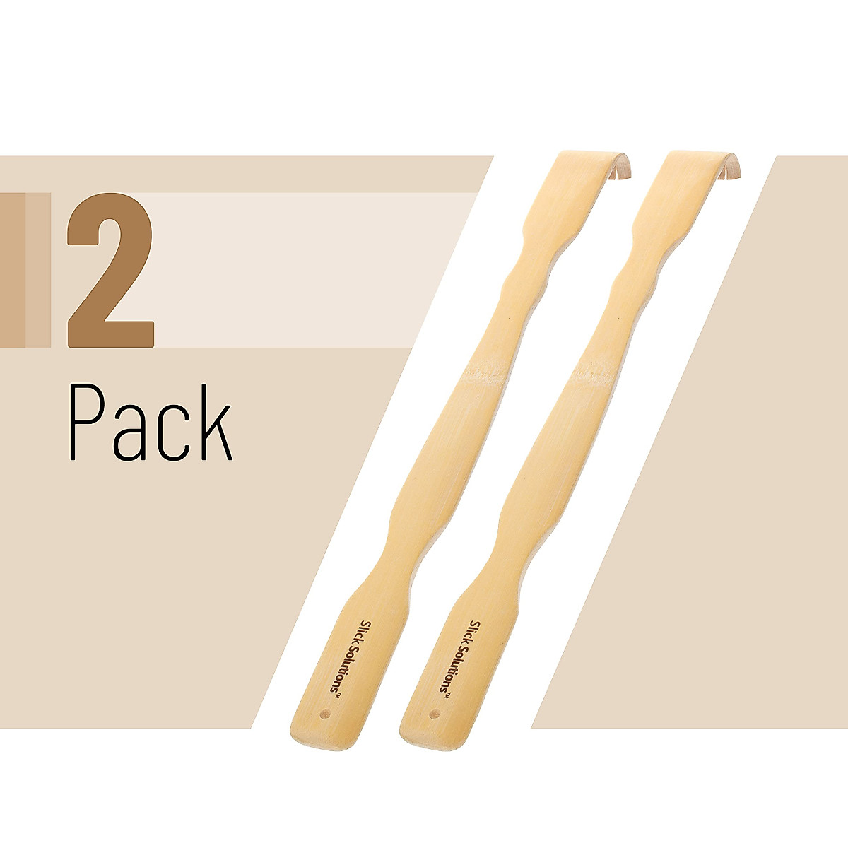 Slick- Bamboo Back Scratcher, 16.5”, 2 pcs, Back Scratcher for Men and Women, Wooden Back Scratcher Long Handle, Back Scratcher Bamboo, Wood Back Scratcher