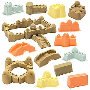 YIDESTARS Play Construction Sand Kit,2.2lbs Magic Sand W/4 Large Take Apart Construction Trucks,1 Sandbox,8 Worker Figures and Road Signs,8 Molds,Toys for 2-8 Years Old Boys Girls