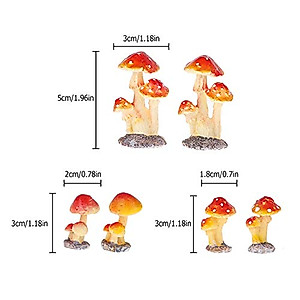 DOITOOL 6pcs Mini Mushroom Fairy Garden Miniature Figurines Mushroom Resin Figures for Garden Ornaments Plant Pots Bonsai Crafts Micro Landscape Decoration