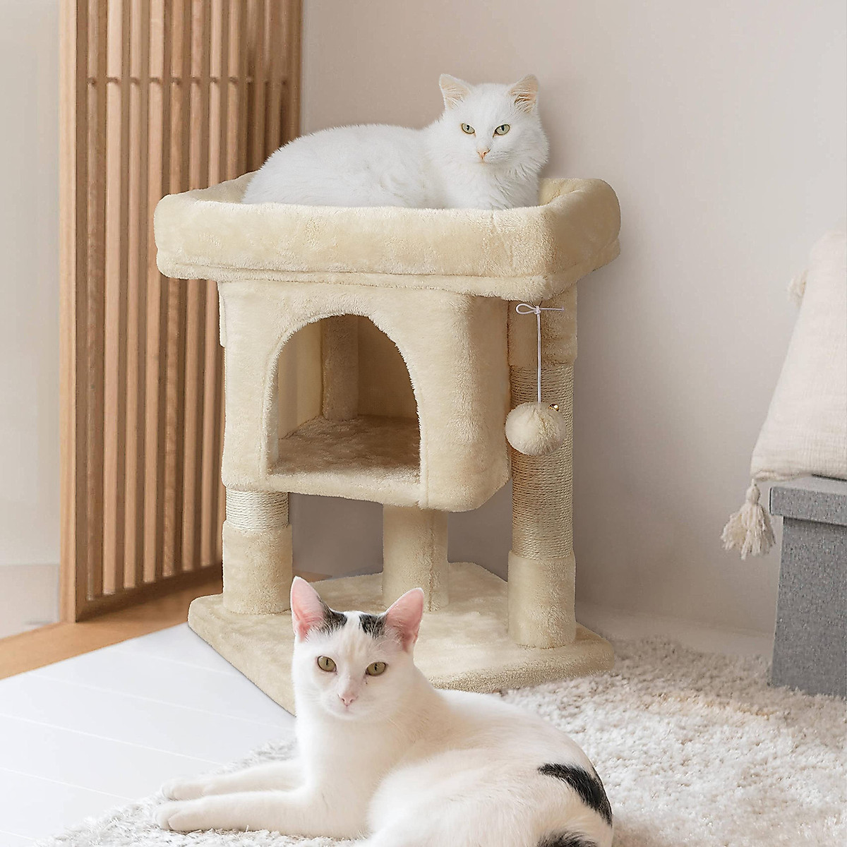 Yaheetech 23.5in Cat Tree Tower, Cat Condo with Sisal-Covered Scratching Posts, Cat House Activity Center Furniture for Kittens, Cats and Pets - Beige
