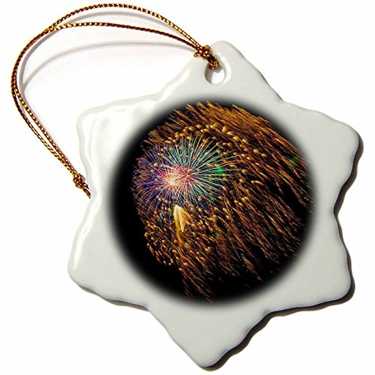 3dRose USA, Colorado, Frisco, Dillon Reservoir, Fireworks Display, July 4th Snowflake Ornament