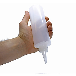 BRIGHTFROM Squeeze Bottles 8 Ounce for Sauces, Olive Oil, Ketchup, Mustard, Syrup - Plastic Dispenser Container for Kitchen/Cooking, BPA Free Condiment Bottle (Pack of 4)