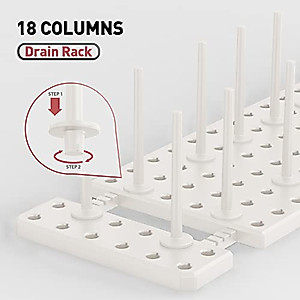 AEARY Pegboard Drawer Organizer for Kitchen Cabinet, Plate Organizers for Cabinets, Adjustable Cupboard Pegboard Tray, Dish Racks Bowl Drying Racks, Expandable Plate Holders Storage (2pcs, White)