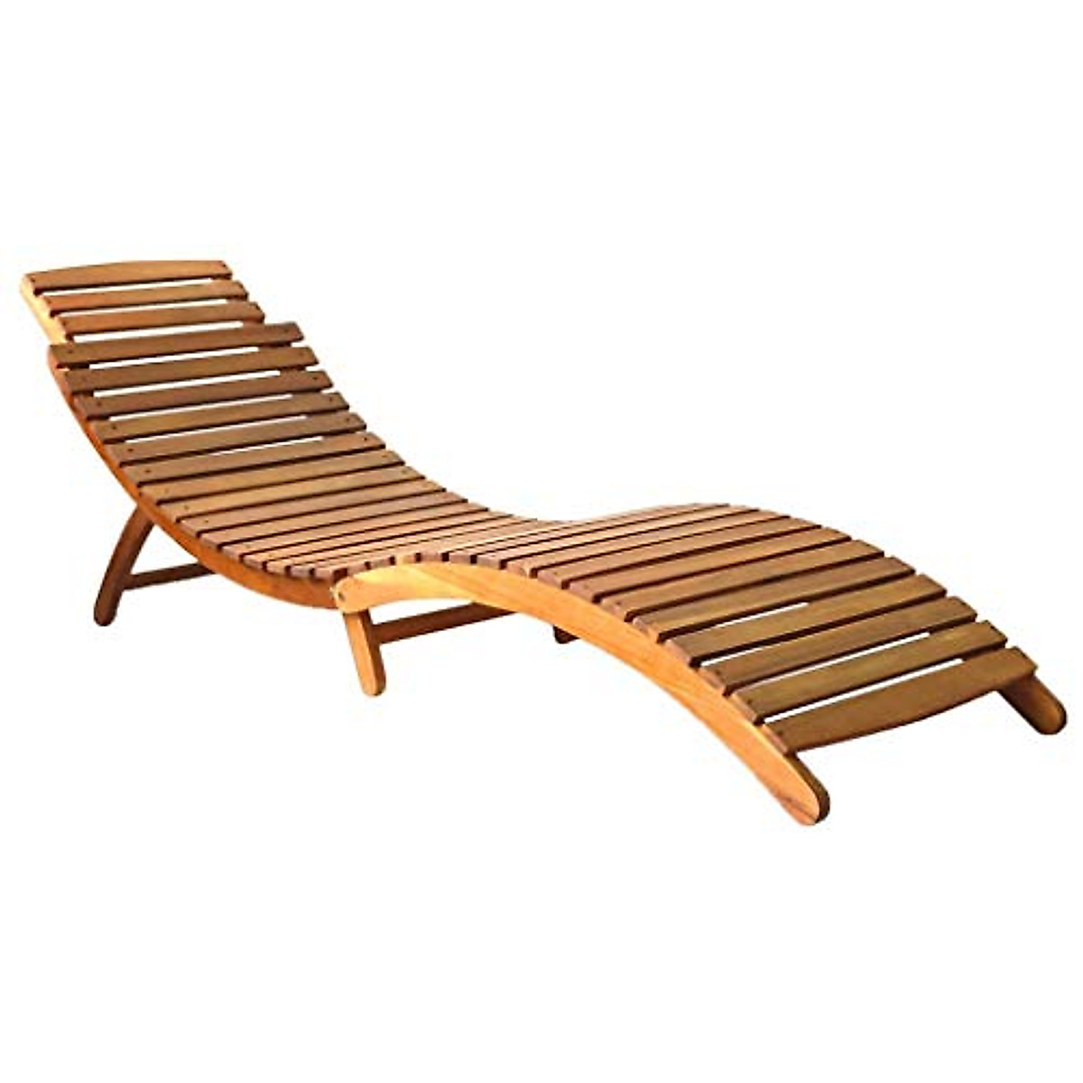 Outdoor Wooden Chaise Lounge Chair, Patio Chaise Lounger, Acacia Wood Reclining Lounge Chair for Poolside Lawn Backyard