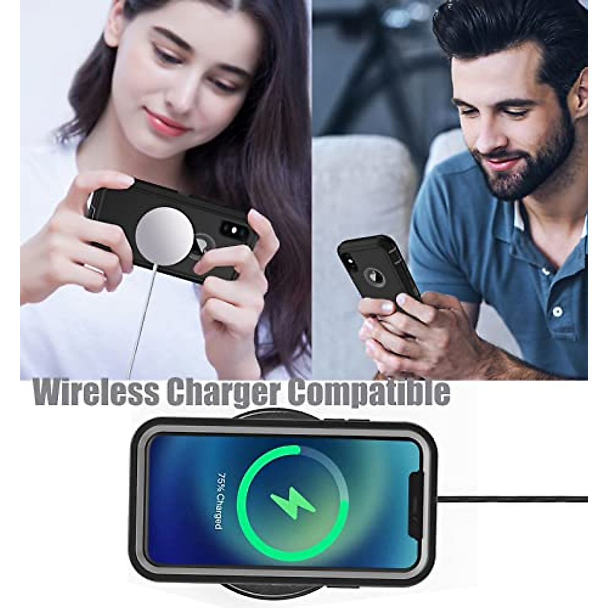 Wedall for iPhone Xs & iPhone X Case, with 2 x Screen Protector [Shockproof] [Drop Proof] [Dust Proof] Heavy Duty 3-Layer Rugged Protective Defender Cover for Apple iPhone Xs/iPhone X (Black & Gray)