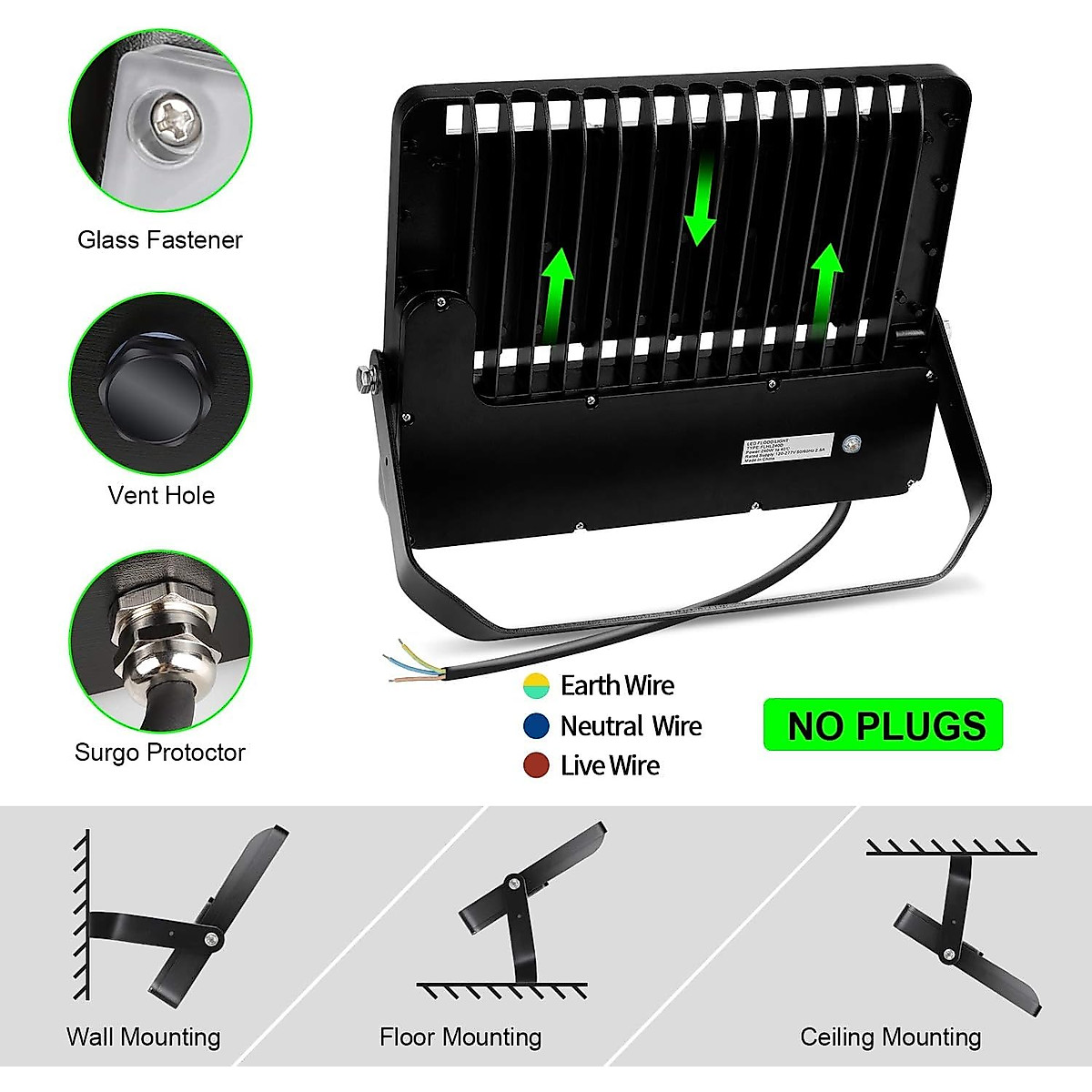LEDMO LED FloodLight 60W with 180deg Adjustable Knuckle Mount Photocell Dusk to Dawn Outdoor Lighting Daylight White 5000K 7800lm 300W MH Equal Waterproof IP65 UL&DLC Listed for Garden Yard,Playground
