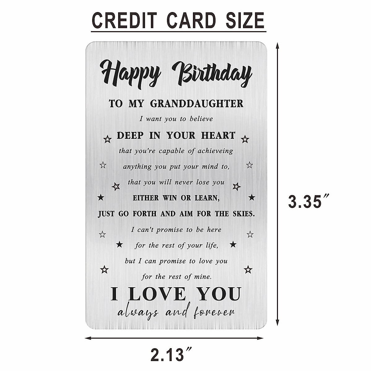 Alotozo Happy Birthday Granddaughter Card - Birthday Gifts for Granddaughter - to My Granddaughter Bday Engraved Wallet Card Inserts