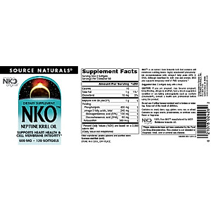 Source Naturals NKO Neptune Krill Oi, Supports Heart Health and Cell Membrane Integrity*, 500mg - 120 Softgels