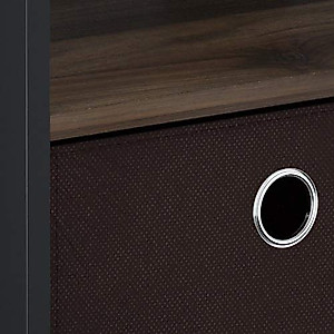 Furinno Andrey End Table / Side Table / Night Stand / Bedside Table with Bin Drawer, Columbia Walnut/Dark Brown,1-Pack, Center Bin