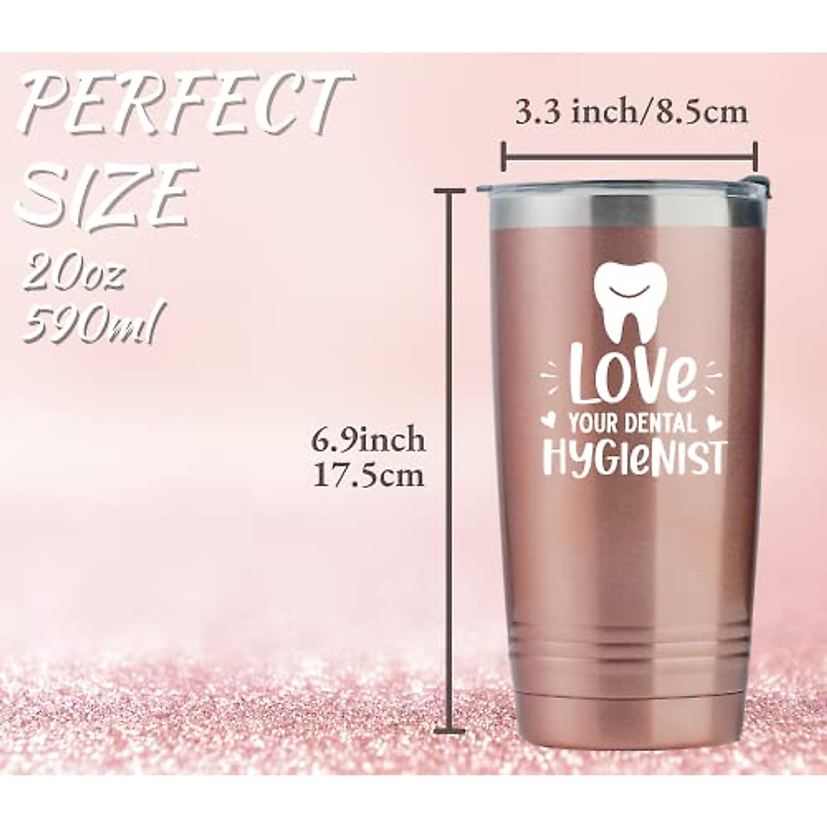Onebttl Dental Gifts for Dental Hygienist on National Dental Hygienists Week, Birthday and Christmas, 20oz Insulated Stainless Steel Tumbler - LOVE YOUR DENTAL HYGIENIST