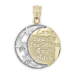 Charm America - Gold Love You to the Moon and Back Charm - 10 Karat Solid Gold