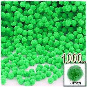 The Crafts Outlet Polyester Pom Poms, Solid Color, 5mm/0.20-inch, 200-pc, Light Pink