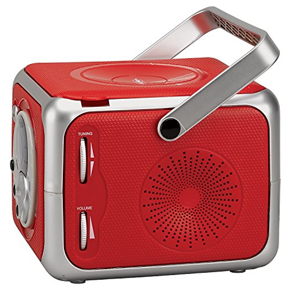 Jensen CD-555RS Red CD Bluetooth Boombox Portable Bluetooth Music System with CD Player +CD-R/RW & FM Radio with Aux-in & Headphone Jack Line-in Limited Edition- (Red)