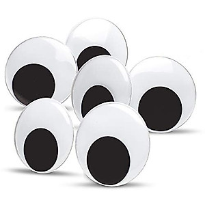 Bastex 3 inch Giant Googly Wiggle Eyes - 6 Pack. Includes Self Adhesive on Backs. Big Wiggly Eyes for Decorations, Arts & Crafts,