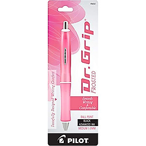 PILOT Dr. Grip Frosted Refillable & Retractable Ballpoint Pen, Medium Point, Pink Barrel, Black Ink, Single Pen (36252)